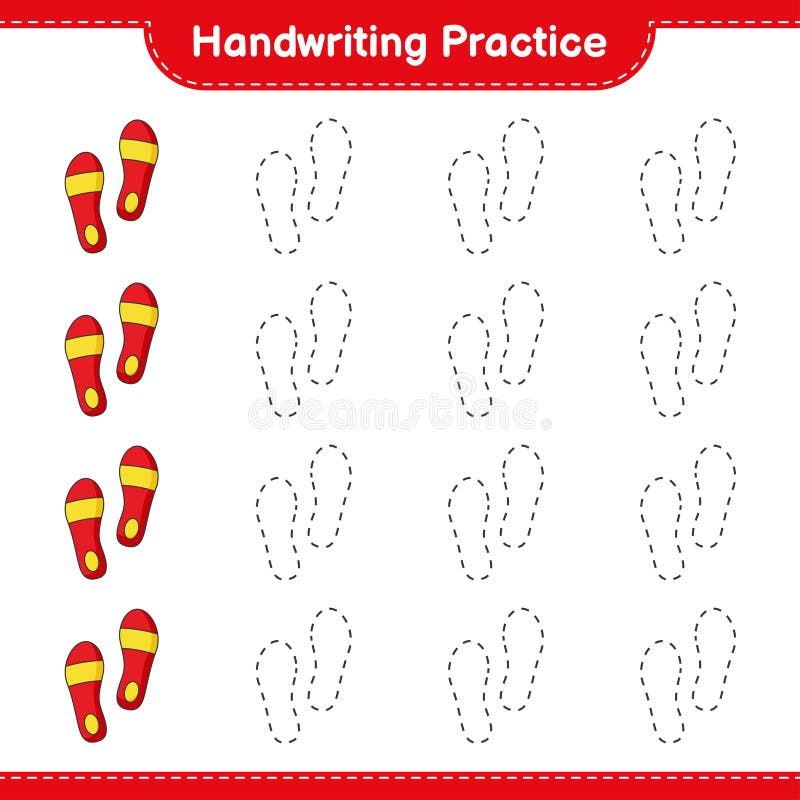 Handwriting Practice. Tracing Lines of Flip Flop Stock Vector ...