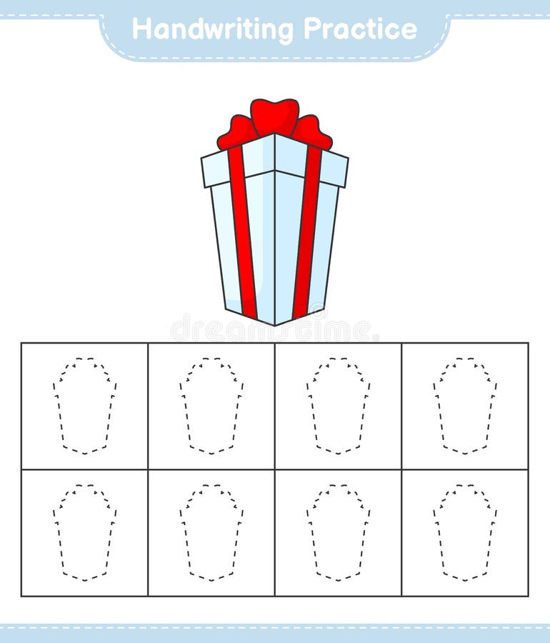 Handwriting Practice. Tracing Lines of Gift Box Stock Vector ...