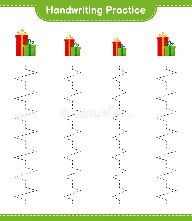 Handwriting Practice. Tracing Lines of Gift Boxes Stock Vector ...
