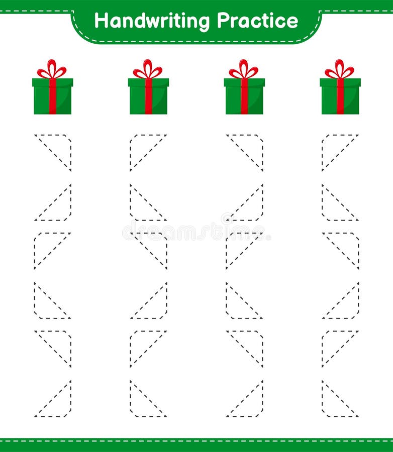 Handwriting Practice. Tracing Lines of Gift Boxes Stock Vector ...