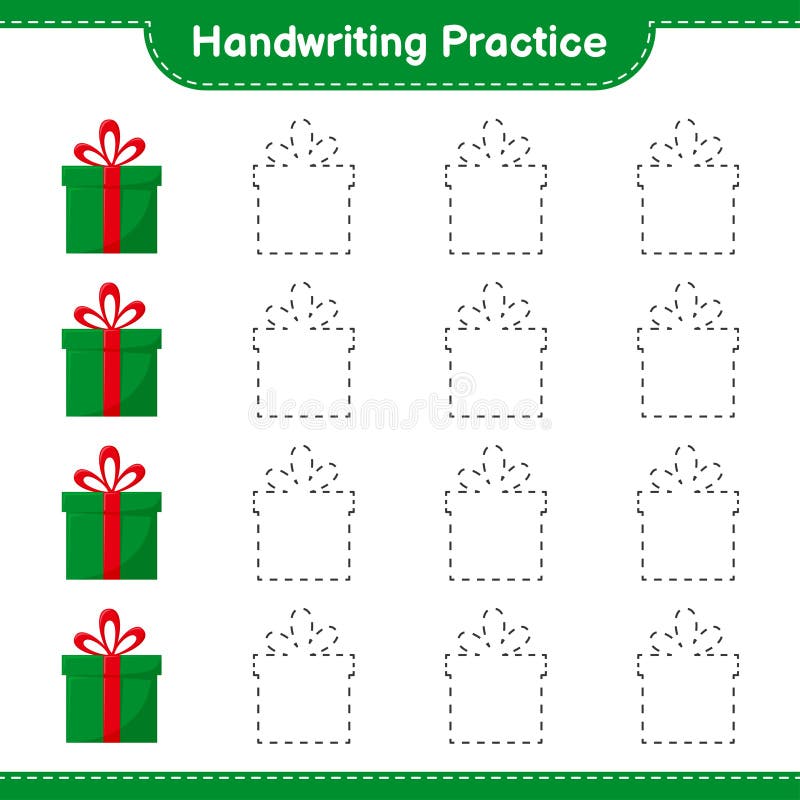 Handwriting Practice. Tracing Lines of Gift Boxes Stock Vector ...
