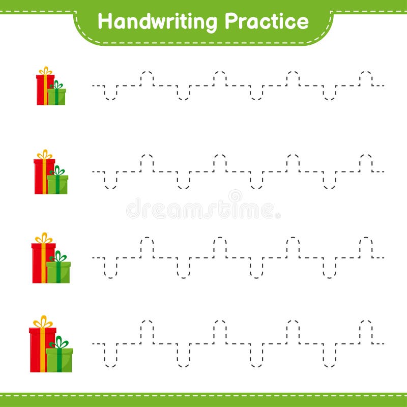 Handwriting Practice. Tracing Lines of Gift Boxes Stock Vector ...