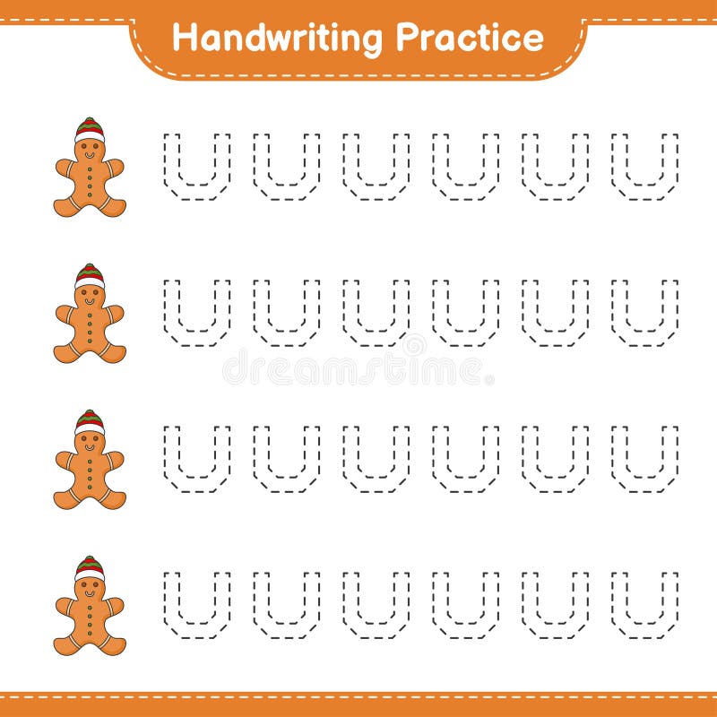 Handwriting Practice. Tracing Lines of Gingerbread Man Stock Vector ...