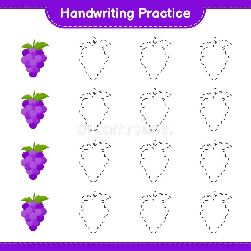 Handwriting Practice. Tracing Lines of Grape. Educational Children Game ...