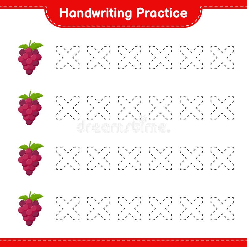 Handwriting Practice. Tracing Lines of Grape. Educational Children Game ...