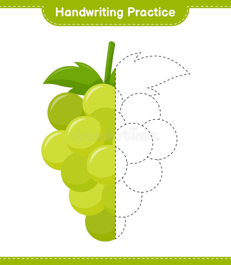 Handwriting Practice. Tracing Lines of Grape. Educational Children Game ...