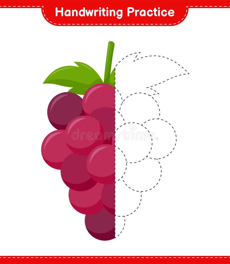 Handwriting Practice. Tracing Lines of Grape. Educational Children Game ...