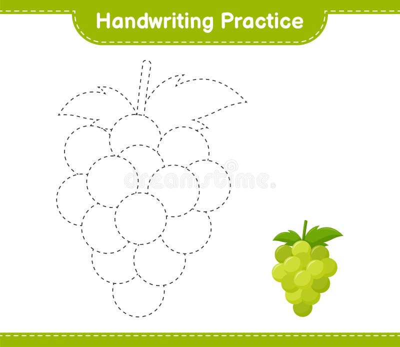 Handwriting Practice. Tracing Lines of Grape. Educational Children Game ...