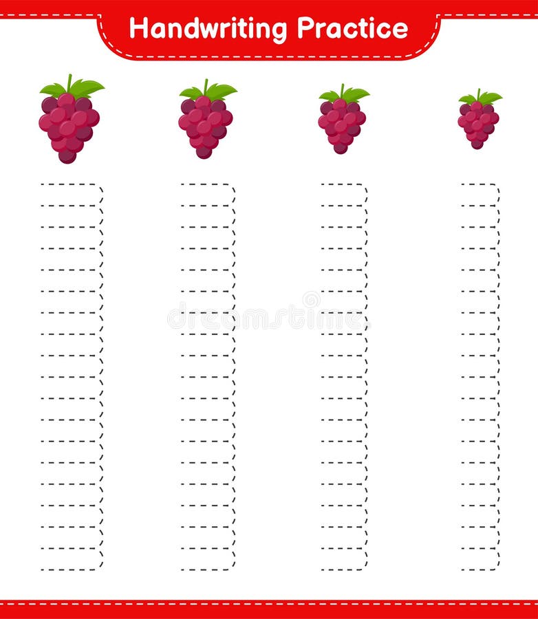 Handwriting Practice. Tracing Lines of Grape. Educational Children Game ...