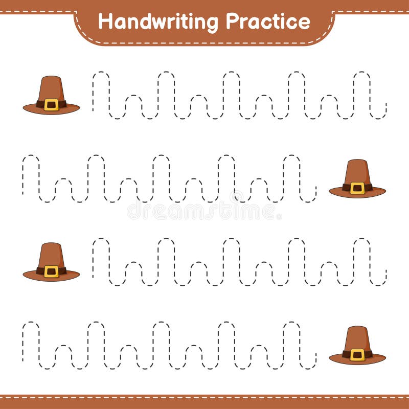 Handwriting Practice. Tracing Lines of Hat Stock Vector - Illustration ...