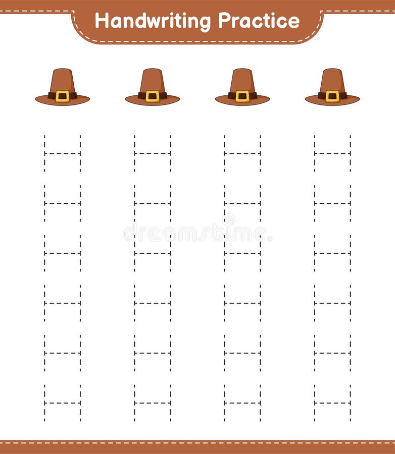 Handwriting Practice. Tracing Lines of Hat Stock Vector - Illustration ...