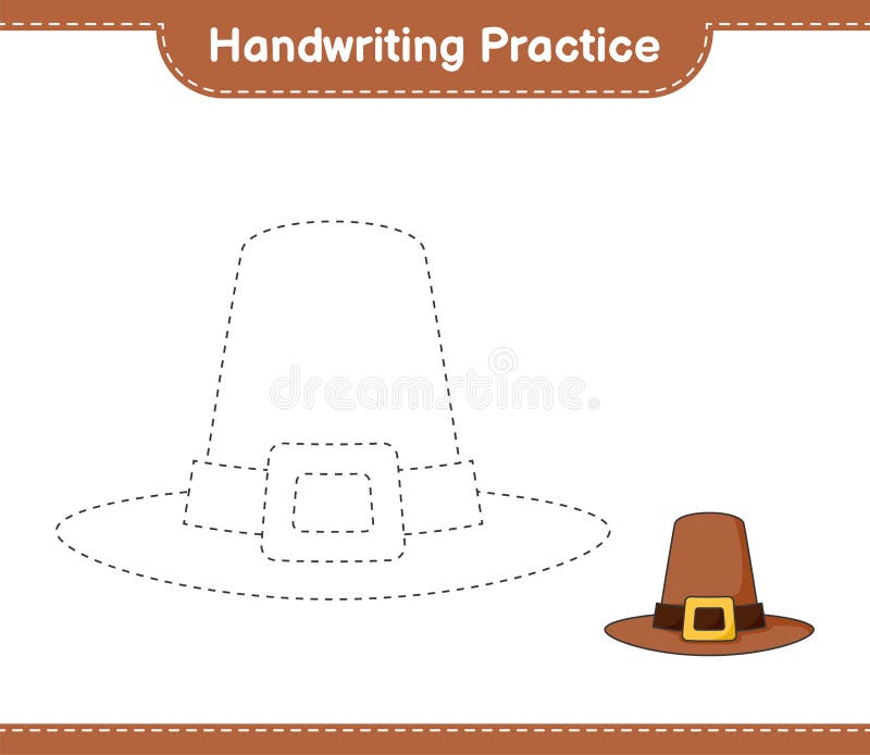 Handwriting Practice. Tracing Lines of Hat Stock Vector - Illustration ...