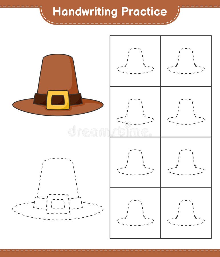 Handwriting Practice. Tracing Lines of Hat Stock Vector - Illustration ...