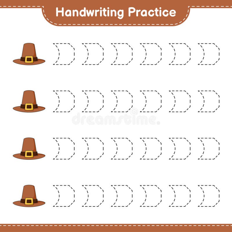 Handwriting Practice. Tracing Lines of Hat Stock Vector - Illustration ...