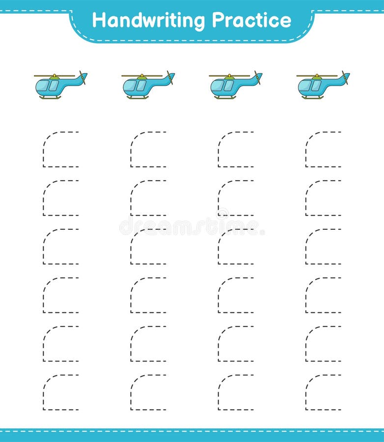 Handwriting Practice. Tracing Lines of Helicopter Stock Vector ...