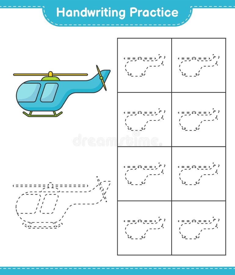 Handwriting Practice. Tracing Lines of Helicopter Stock Vector ...