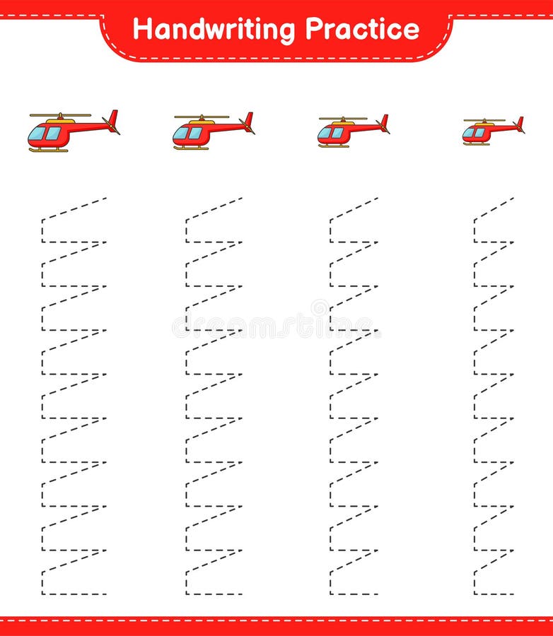 Handwriting Practice. Tracing Lines of Helicopter Stock Vector ...