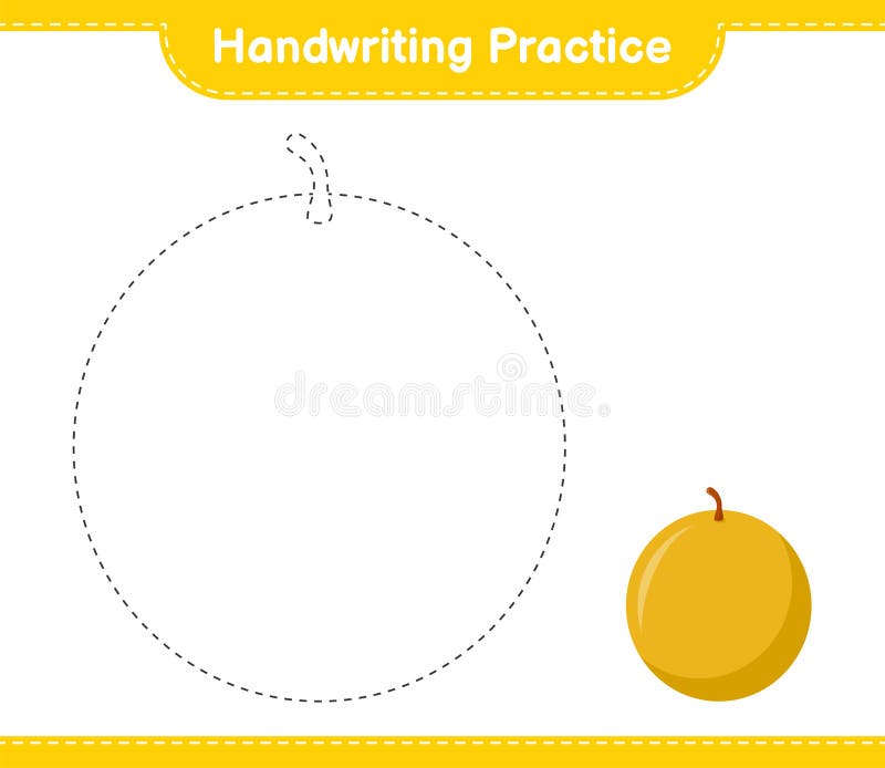 Handwriting Practice. Tracing Lines of Honey Melon. Educational ...