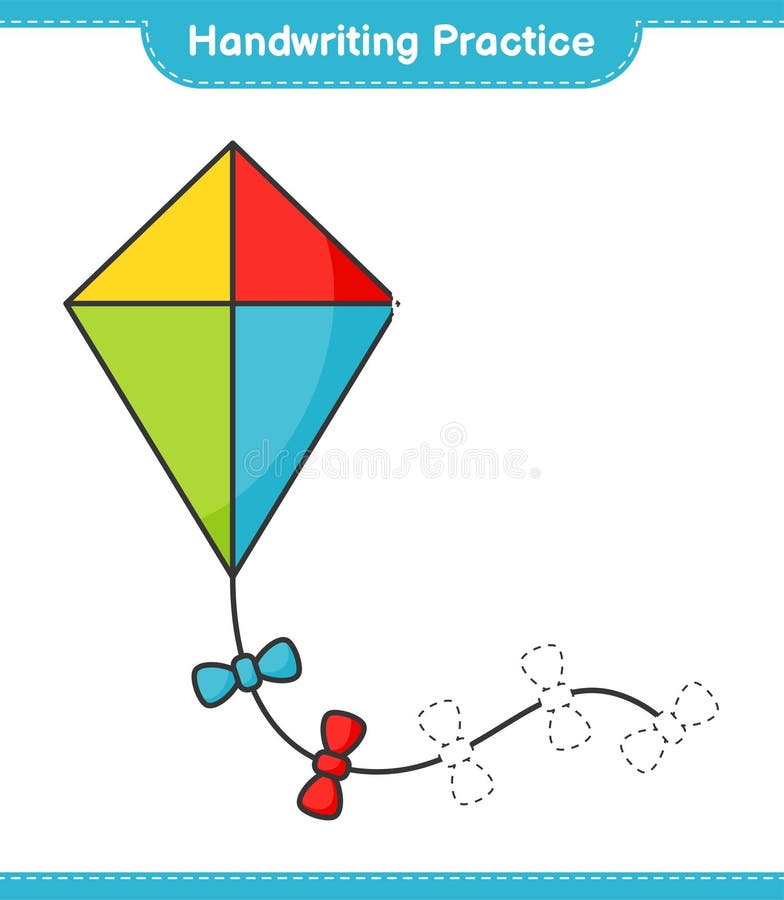 Handwriting Practice. Tracing Lines of Kite Stock Vector - Illustration ...