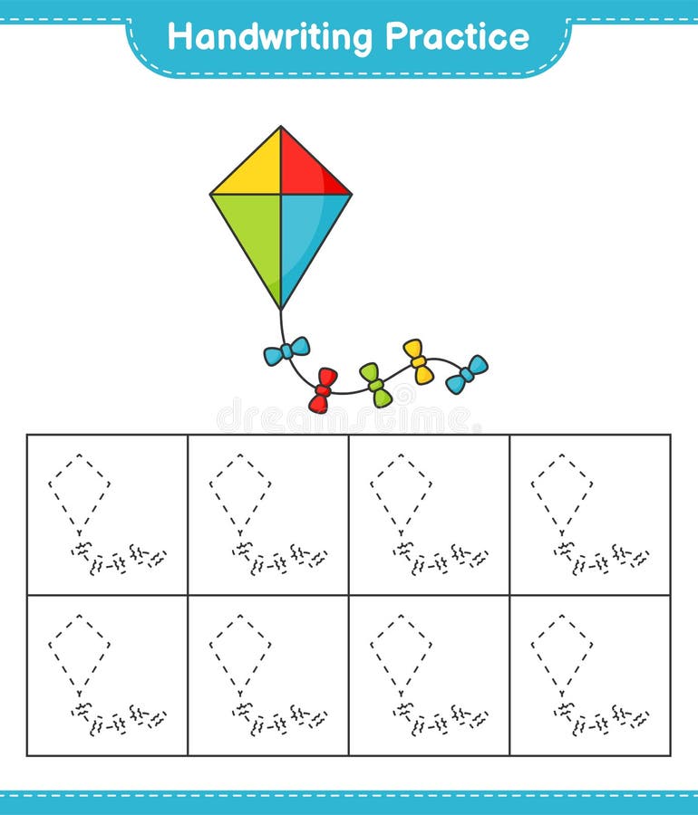 Handwriting Practice. Tracing Lines of Kite Stock Vector - Illustration ...
