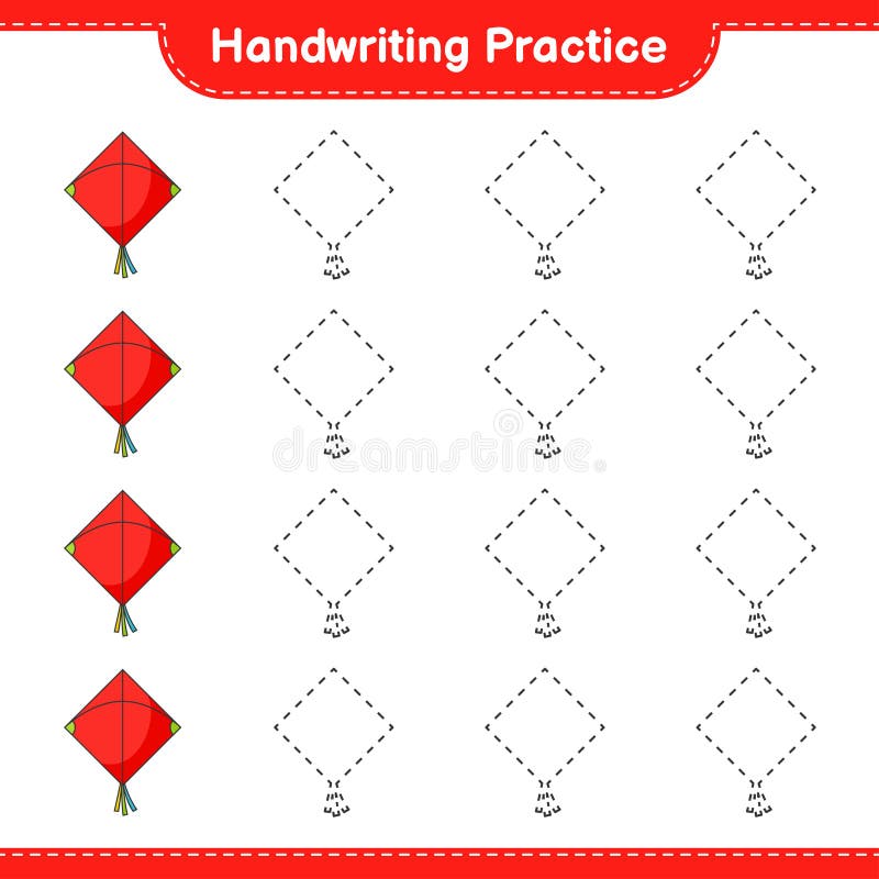 Handwriting Practice. Tracing Lines of Kite Stock Vector - Illustration ...