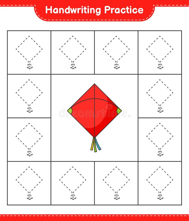 Handwriting Practice. Tracing Lines of Kite Stock Vector - Illustration ...