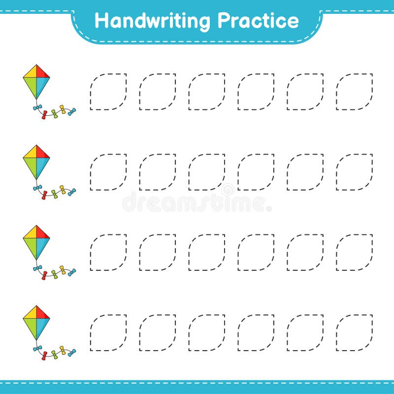 Handwriting Practice. Tracing Lines of Kite Stock Vector - Illustration ...