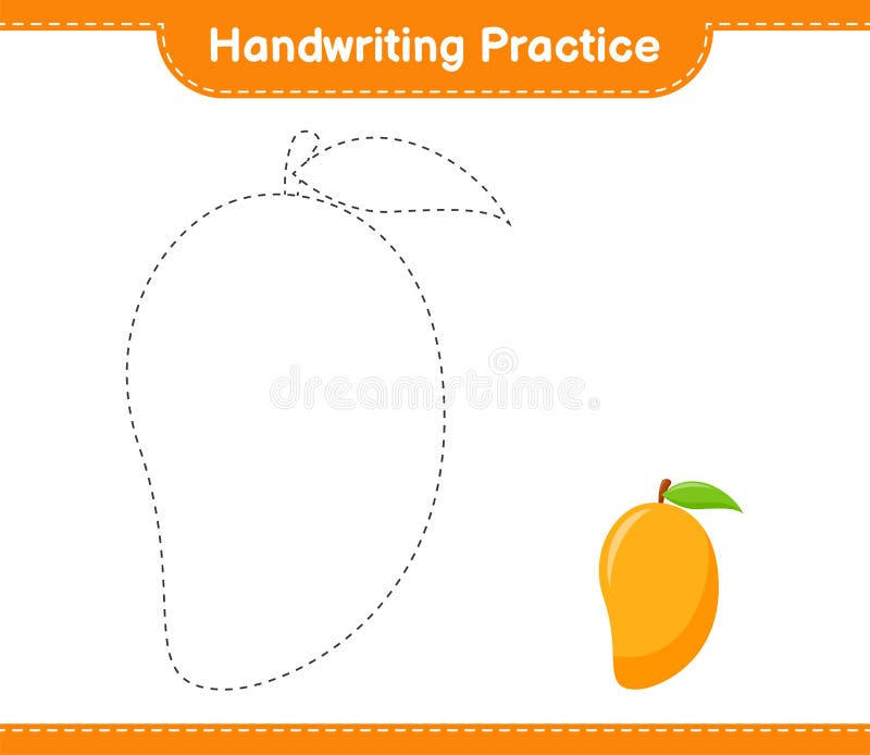 Handwriting Practice. Tracing Lines of Mango. Educational Children Game ...
