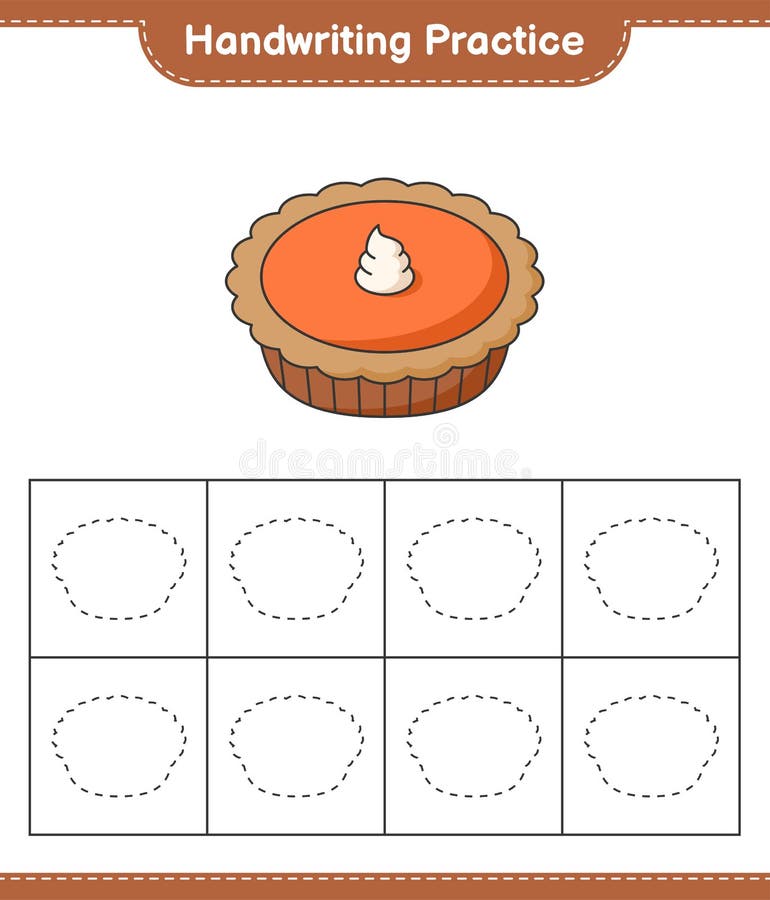 Handwriting Practice. Tracing Lines of Pie Stock Vector - Illustration ...