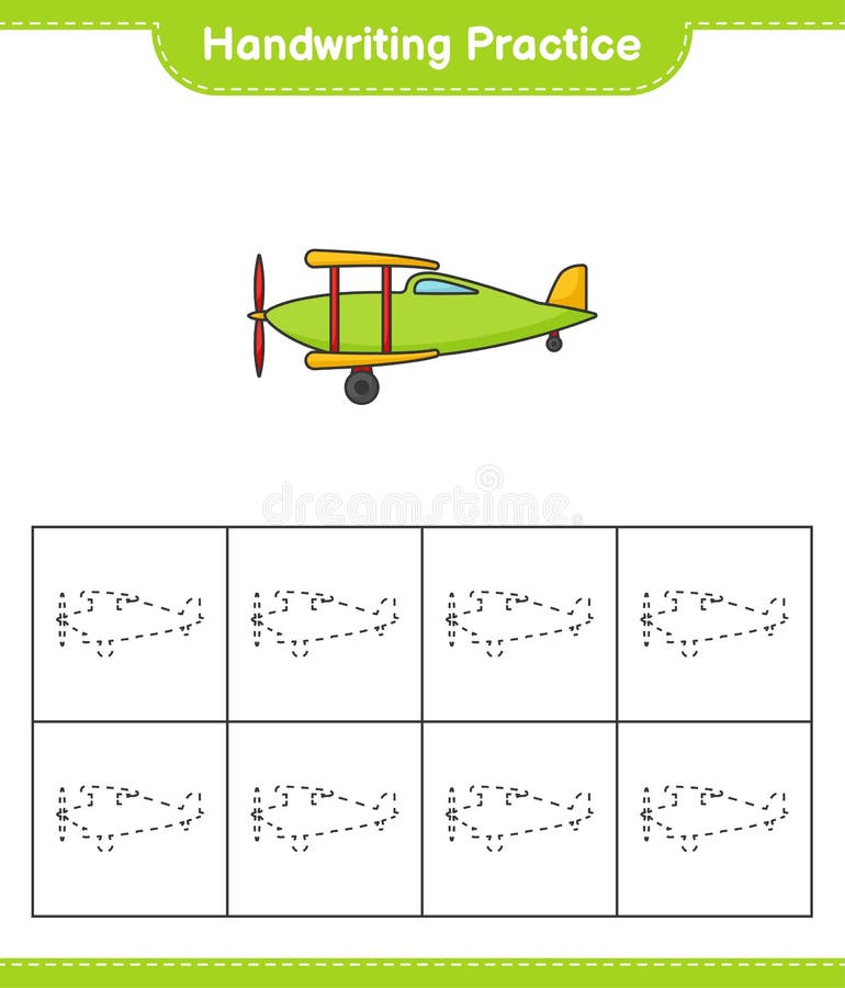 Handwriting Practice. Tracing Lines of Plane Stock Vector ...