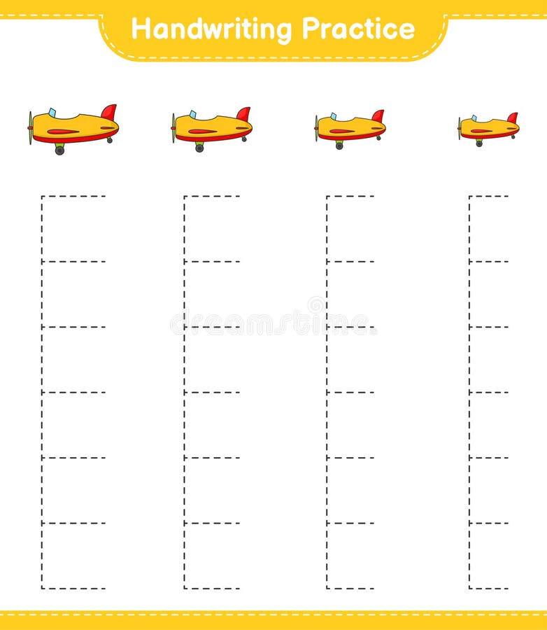 Handwriting Practice. Tracing Lines of Plane Stock Vector ...