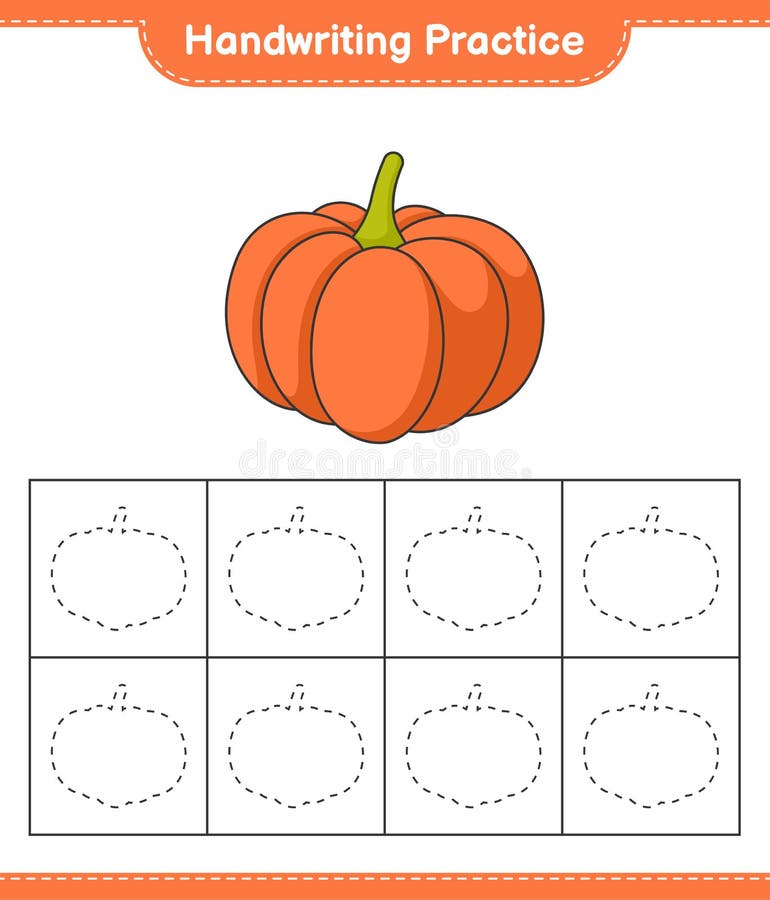 Handwriting Practice. Tracing Lines of Pumpkin Stock Vector ...