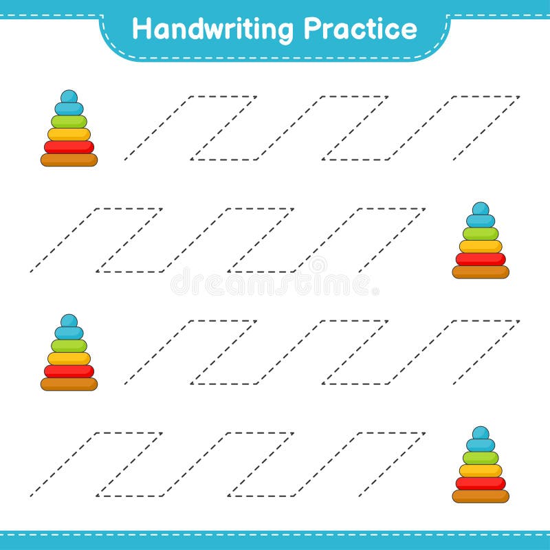 Handwriting Practice. Tracing Lines of Pyramid Toy Stock Vector ...