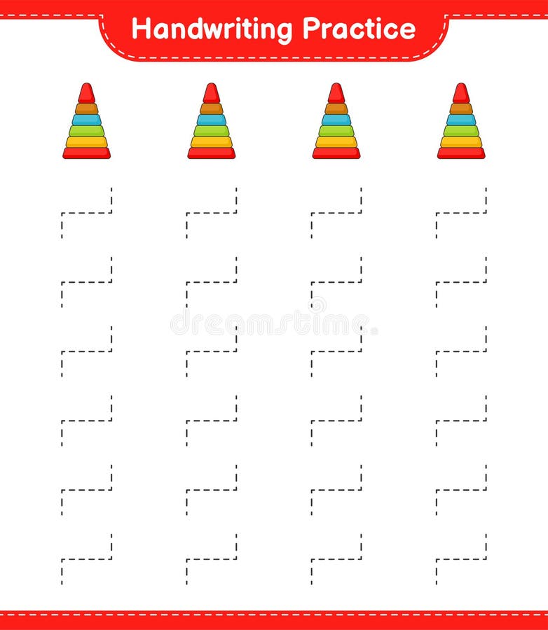 Handwriting Practice. Tracing Lines of Pyramid Toy Stock Vector ...