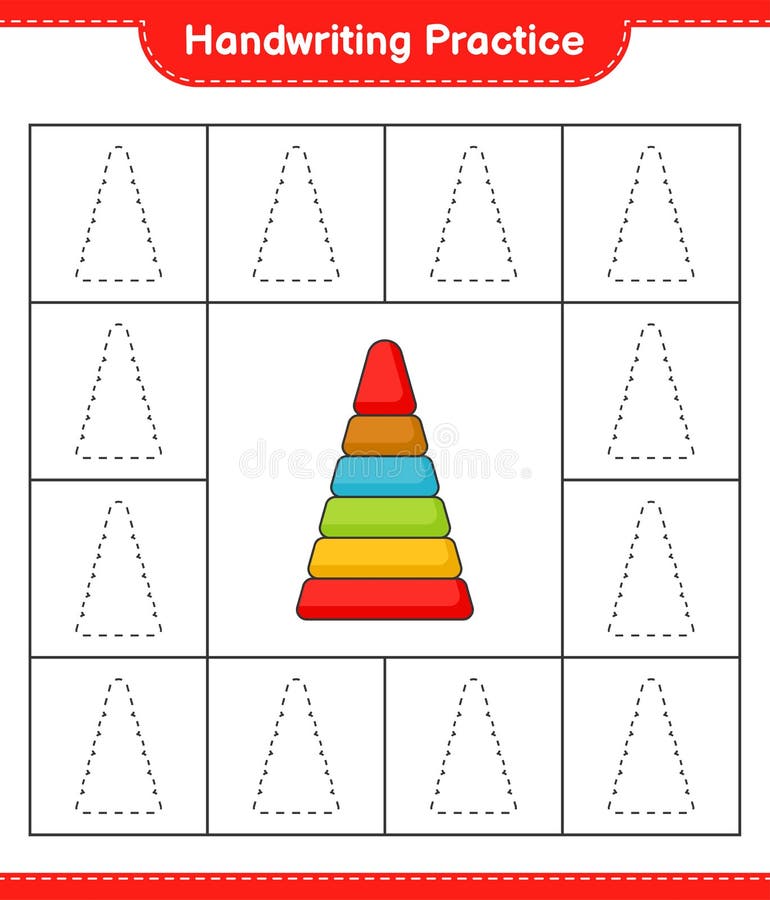 Handwriting Practice. Tracing Lines of Pyramid Toy Stock Vector ...