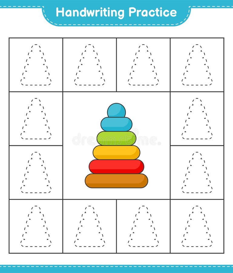 Handwriting Practice. Tracing Lines of Pyramid Toy Stock Vector ...