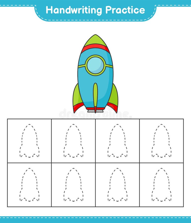 Handwriting Practice. Tracing Lines of Rocket Stock Vector ...