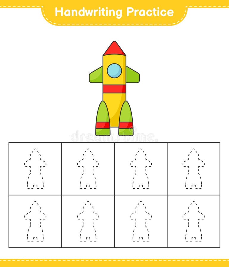 Handwriting Practice. Tracing Lines of Rocket Stock Vector ...