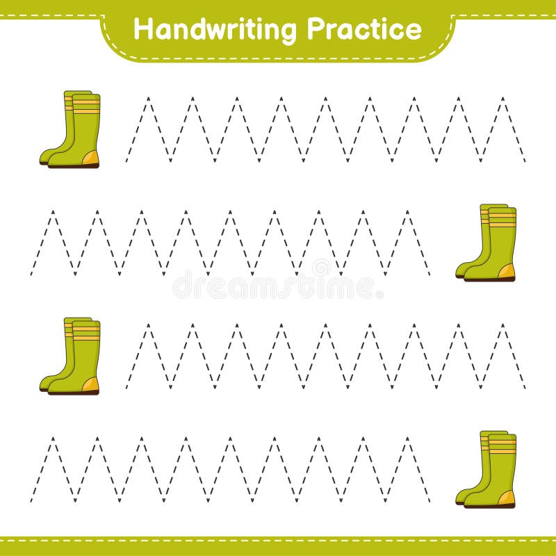 Handwriting Practice. Tracing Lines of Rubber Boots Stock Vector ...