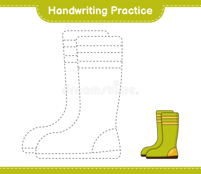 Handwriting Practice. Tracing Lines of Rubber Boots Stock Vector ...