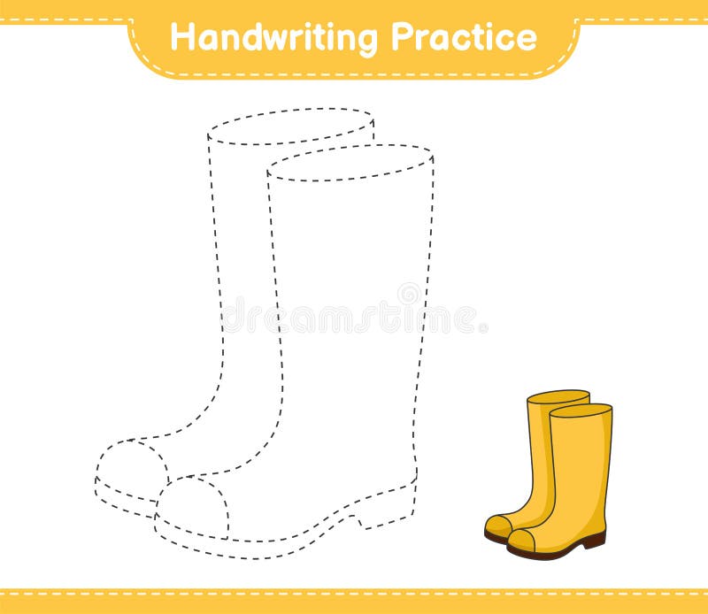 Handwriting Practice. Tracing Lines of Rubber Boots Stock Vector ...