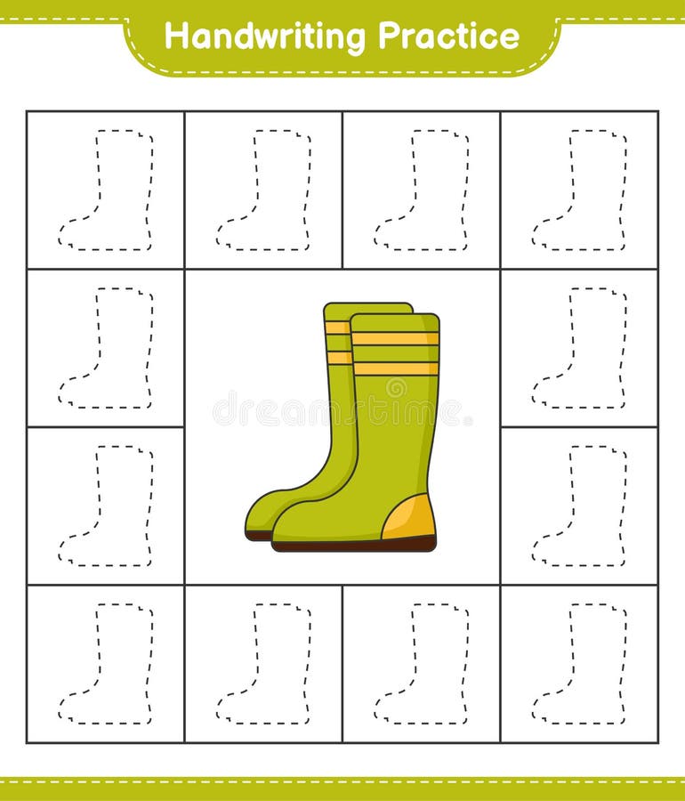Handwriting Practice. Tracing Lines of Rubber Boots Stock Vector ...
