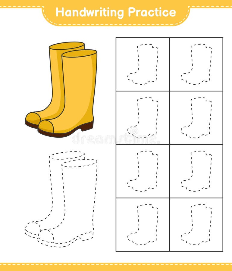Handwriting Practice. Tracing Lines of Rubber Boots Stock Vector ...