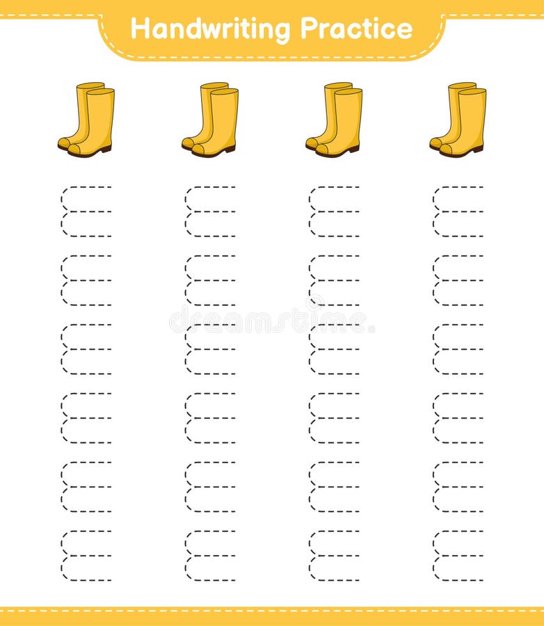 Handwriting Practice. Tracing Lines of Rubber Boots Stock Vector ...