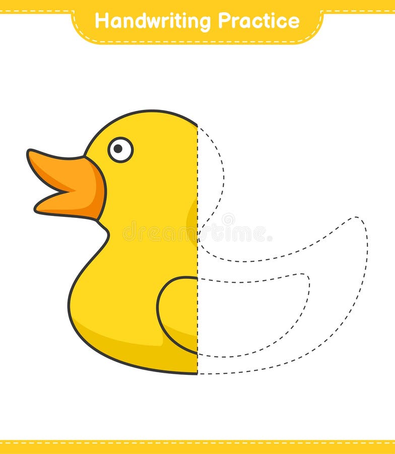 Handwriting Practice. Tracing Lines of Rubber Duck Stock Vector ...