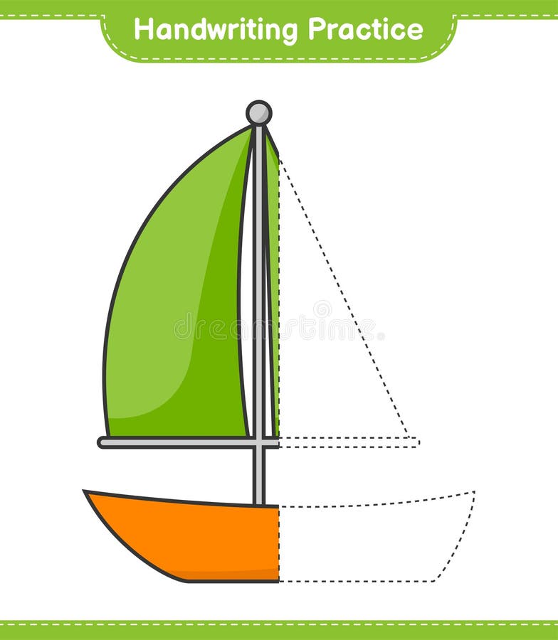 Handwriting Practice. Tracing Lines of Sailboat Stock Vector ...