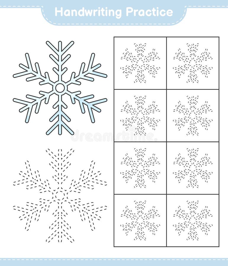 Handwriting Practice. Tracing Lines of Snowflake Stock Vector ...