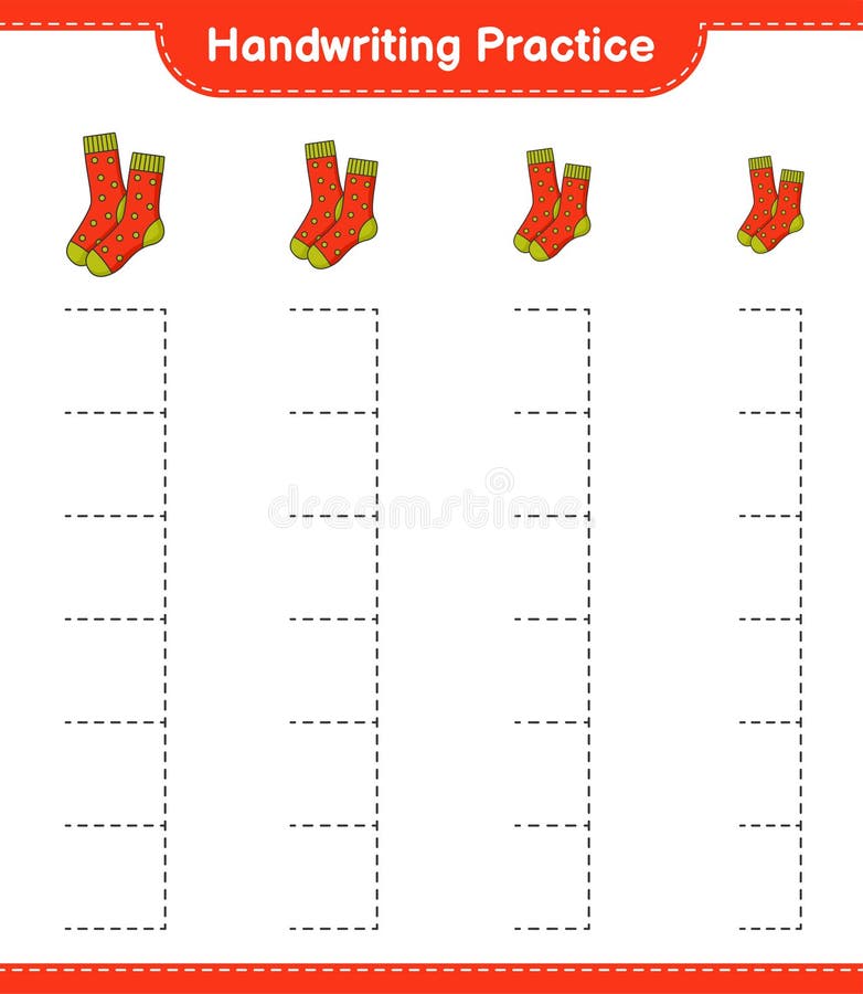 Handwriting Practice. Tracing Lines of Socks Stock Vector ...