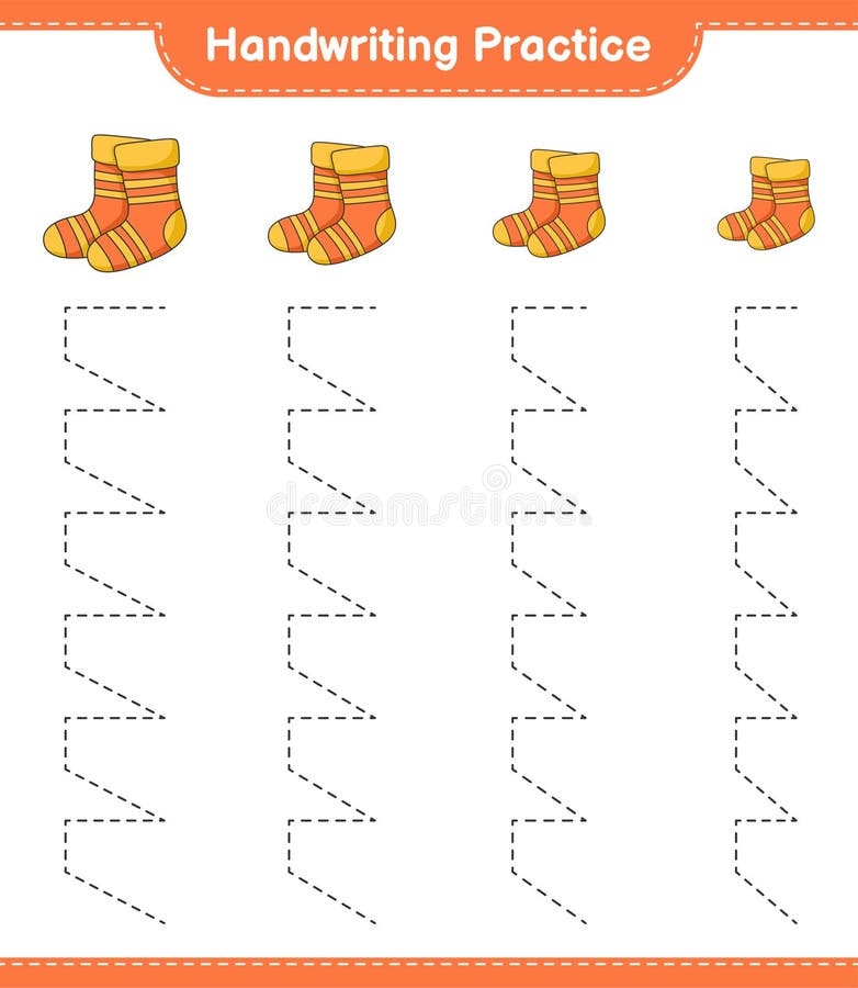 Handwriting Practice. Tracing Lines of Socks Stock Vector ...