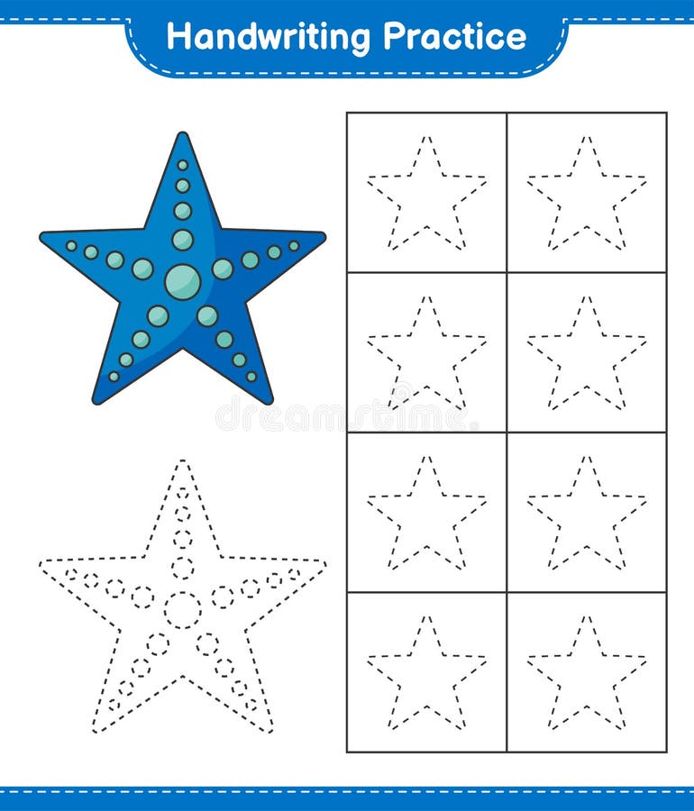 Handwriting Practice. Tracing Lines of Starfish Stock Vector ...